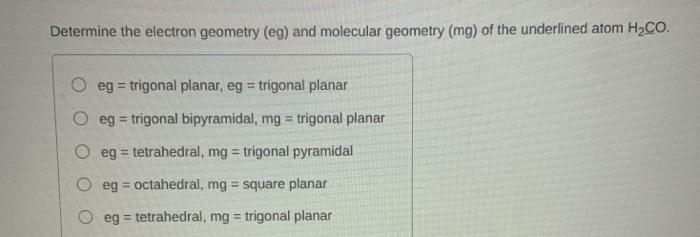 Solved Determine The Electron Geometry Eg And Molecular