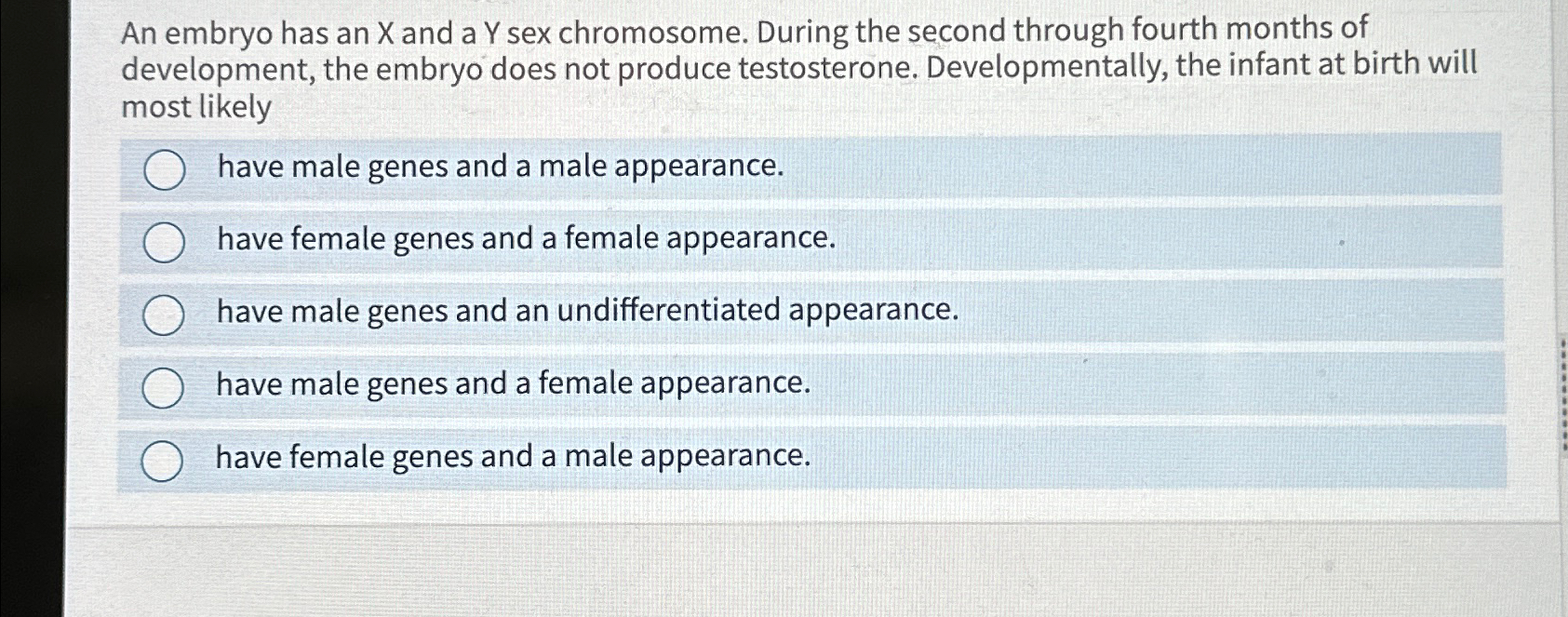 Solved An embryo has an x ﻿and a Y ﻿sex chromosome. During | Chegg.com