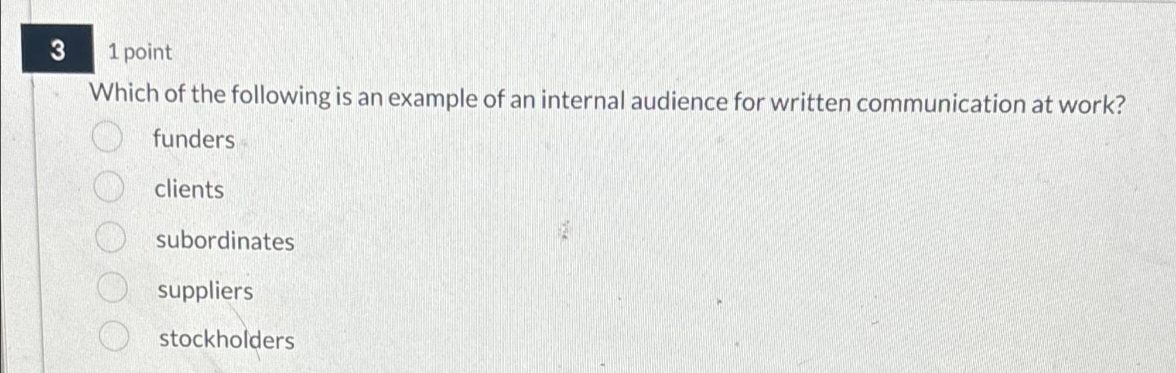 Solved 31 ﻿pointWhich of the following is an example of an | Chegg.com
