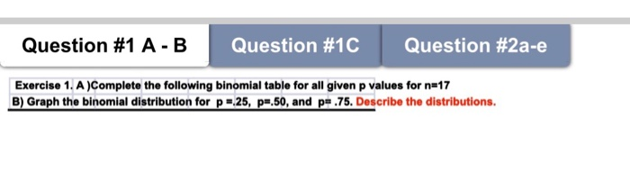 Solved Exercise 1. A) Using the BINOMDIST function in | Chegg.com