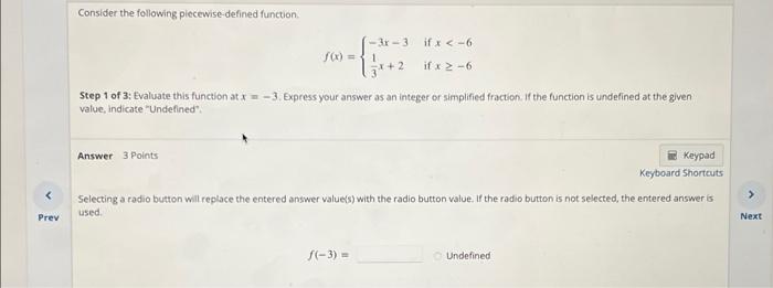 Solved Consider the following piecewise-defined function. | Chegg.com