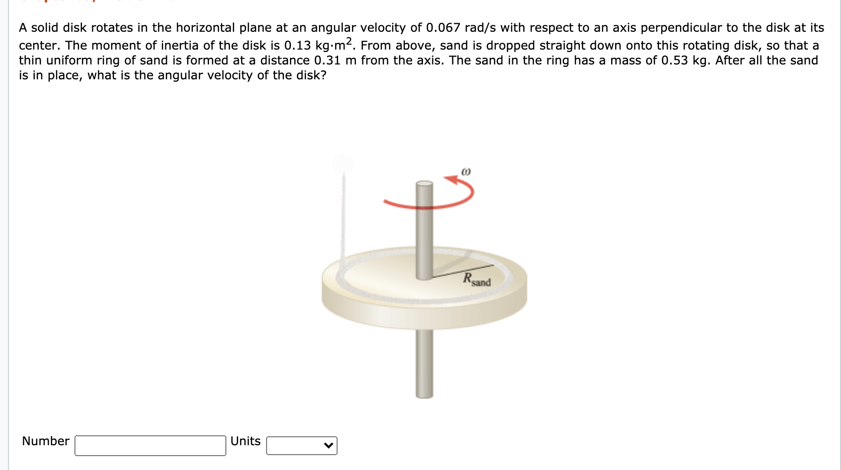 Solved A solid disk rotates in the horizontal plane at an | Chegg.com
