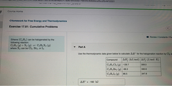 6:12 Search Ethene (C2H4)(C2H4) can be halogenated by | Chegg.com