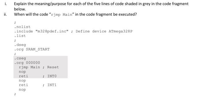 Solved i. Explain the meaning/purpose for each of the five | Chegg.com