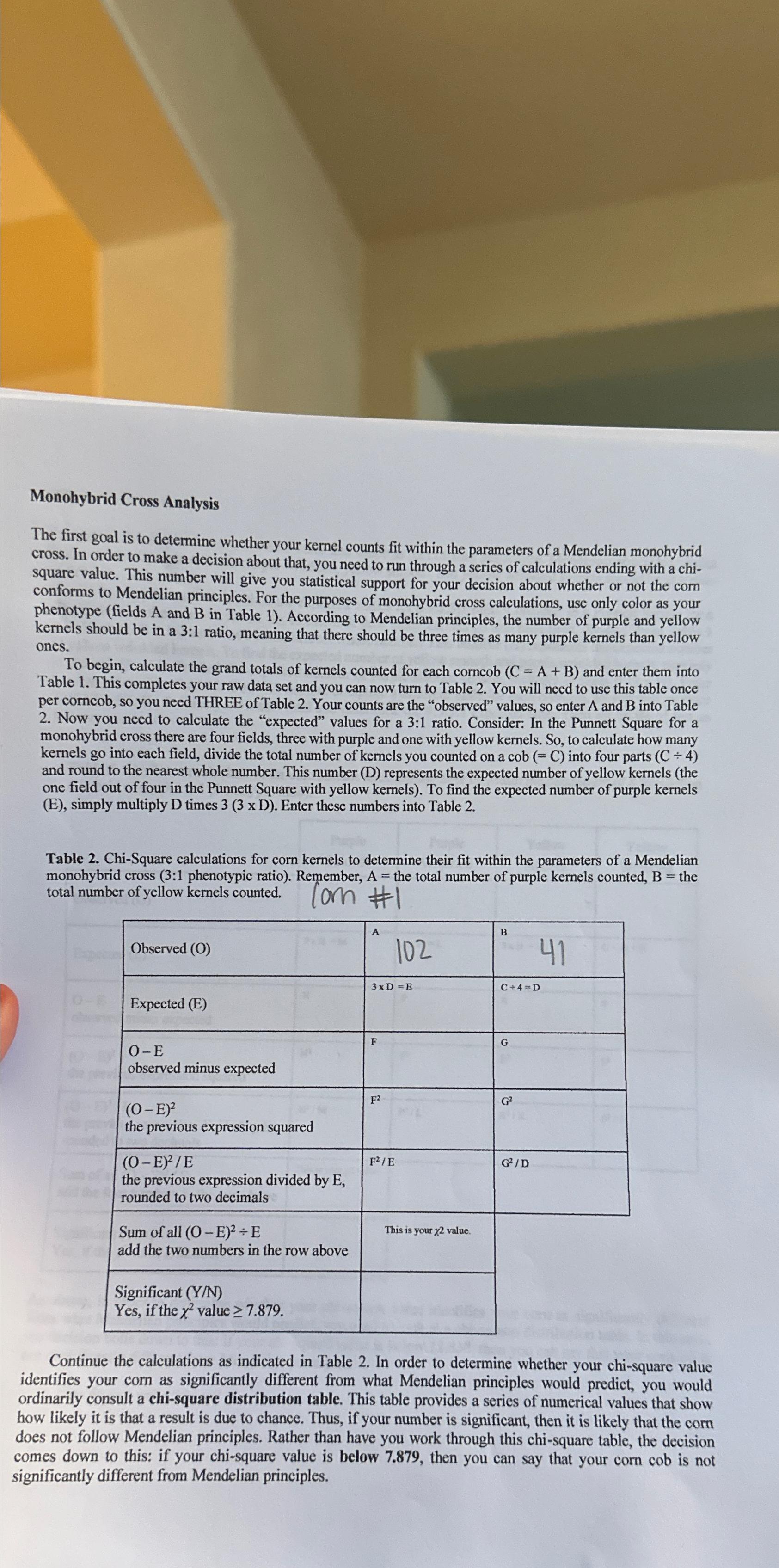 Solved Monohybrid Cross AnalysisThe first goal is to | Chegg.com