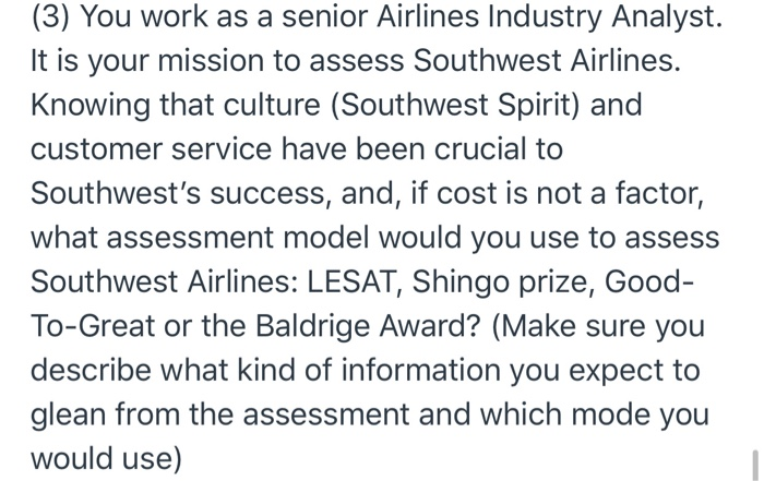 Solved (3) You work as a senior Airlines Industry Analyst. | Chegg.com