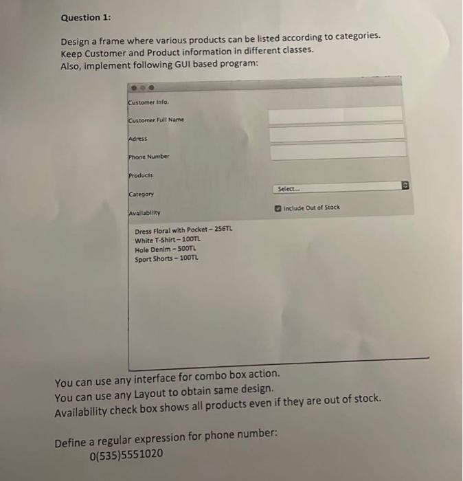Solved Question 1: Design a frame where various products can | Chegg.com
