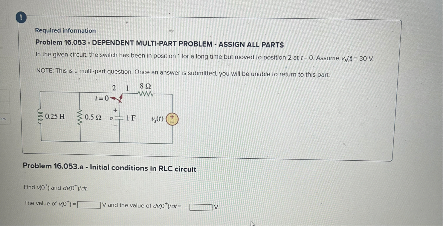 Solved !Required informationProblem 16.053 - ﻿DEPENDENT | Chegg.com