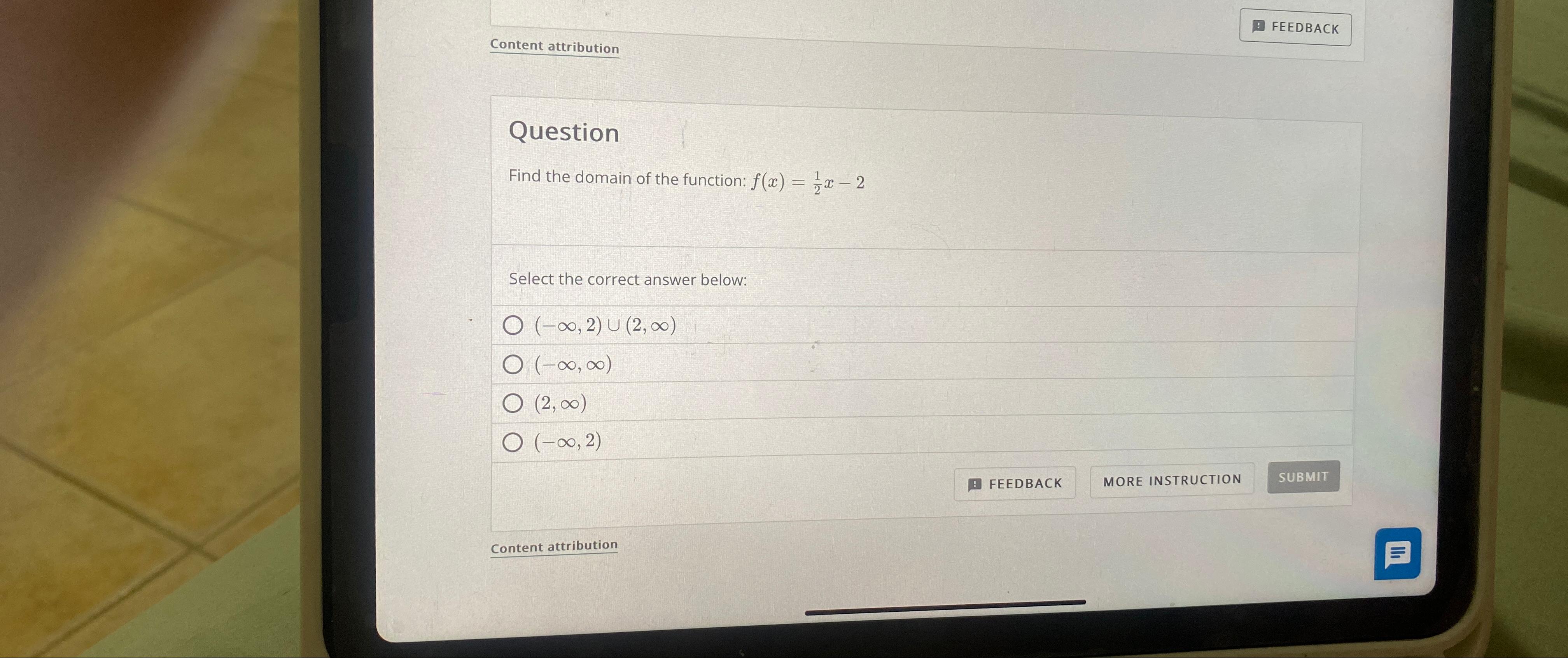 Solved FEEDBACKContent attributionQuestionFind the domain of | Chegg.com