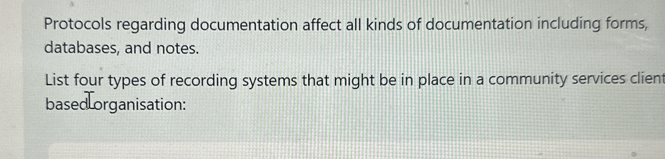 Solved Protocols regarding documentation affect all kinds of | Chegg.com