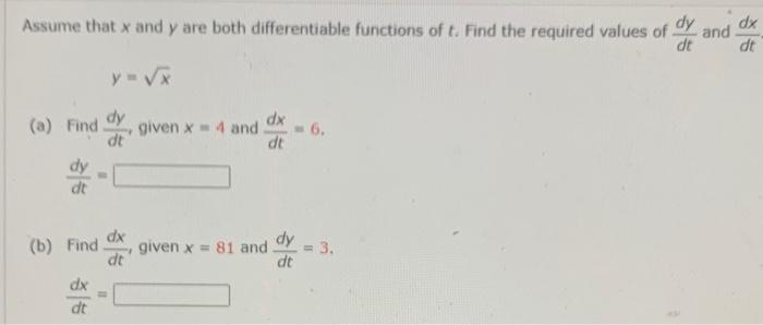 Solved Assume that x and y are both differentiable functions | Chegg.com