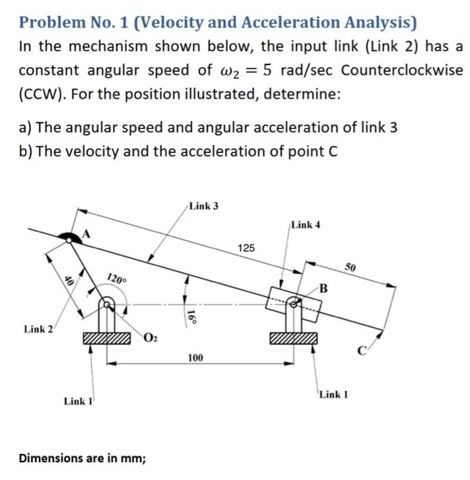 Solved Problem No 1 Velocity And Acceleration Analysis In