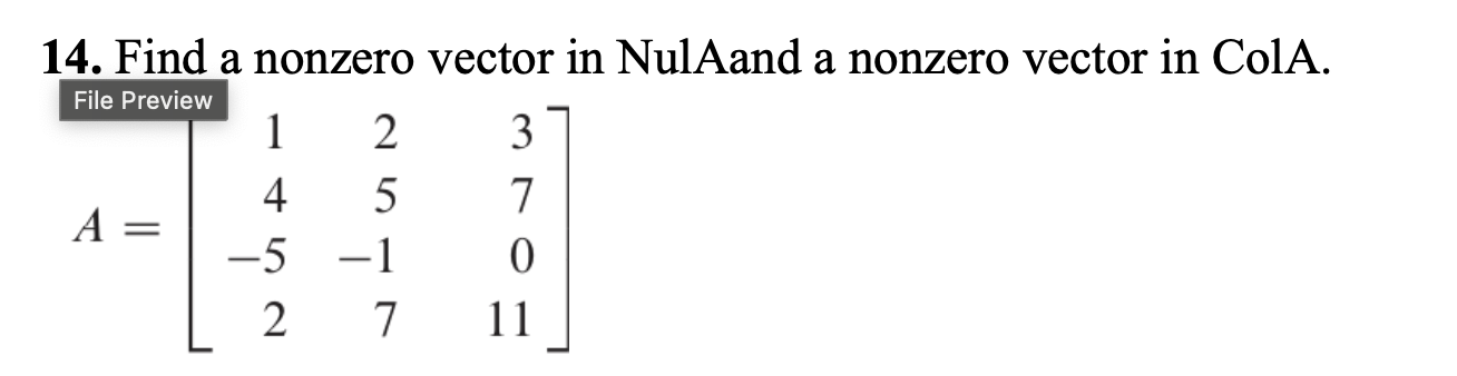 Solved Find a nonzero vector in NulAand a nonzero vector in | Chegg.com