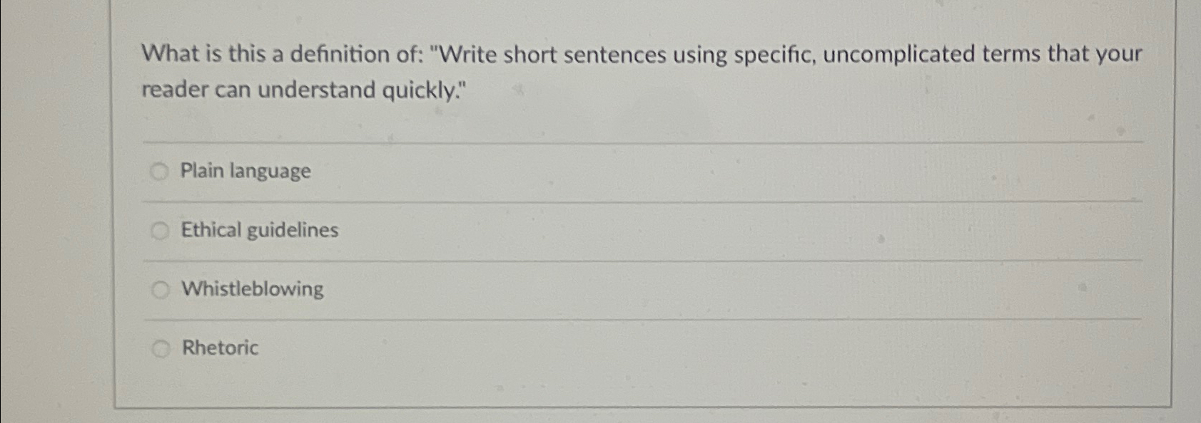 Solved What is this a definition of: "Write short sentences | Chegg.com