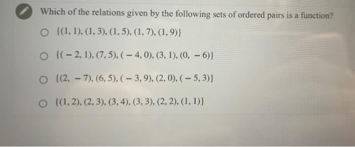 Solved Which Of The Relations Given By The Following Sets Of