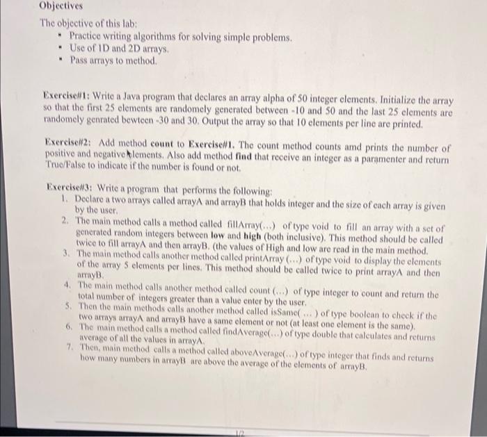 Solved Objectives The objective of this lab: • Practice | Chegg.com