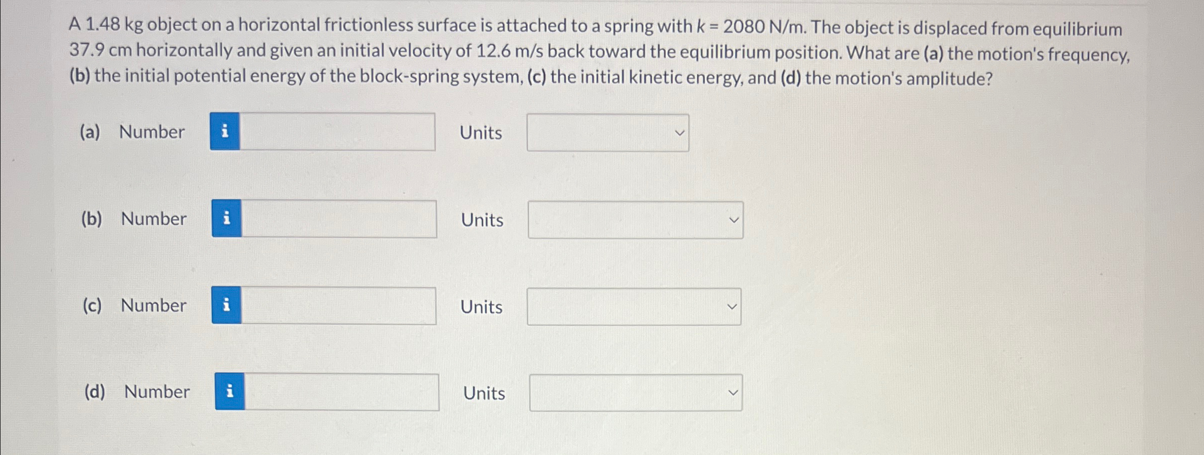 Solved A 1.48kg ﻿object on a horizontal frictionless surface | Chegg.com
