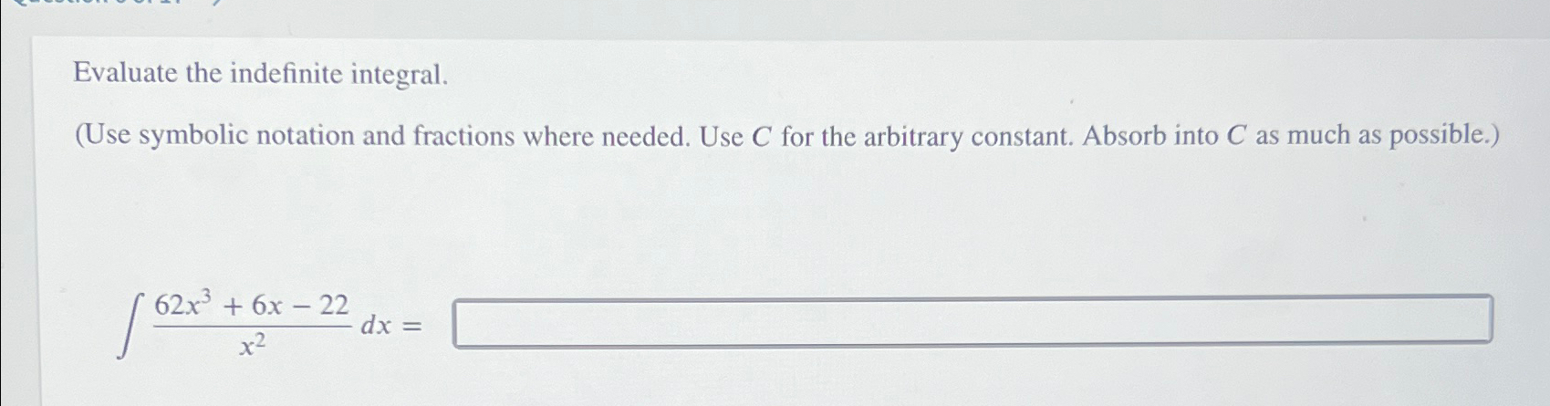 Solved Evaluate the indefinite integral.(Use symbolic | Chegg.com