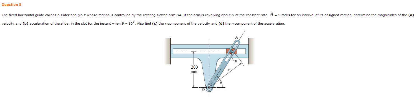 The fixed horizontal guide carries a slider and pin P | Chegg.com