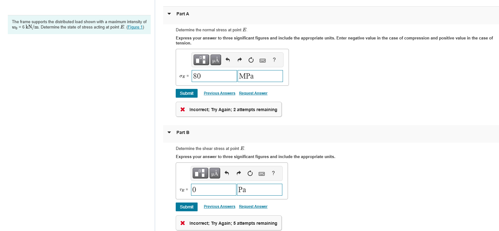 Solved Part A The frame supports the distributed load shown | Chegg.com