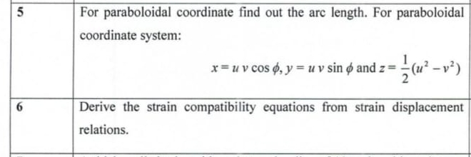 Solved \table[[5,\table[[For paraboloidal coordinate find | Chegg.com