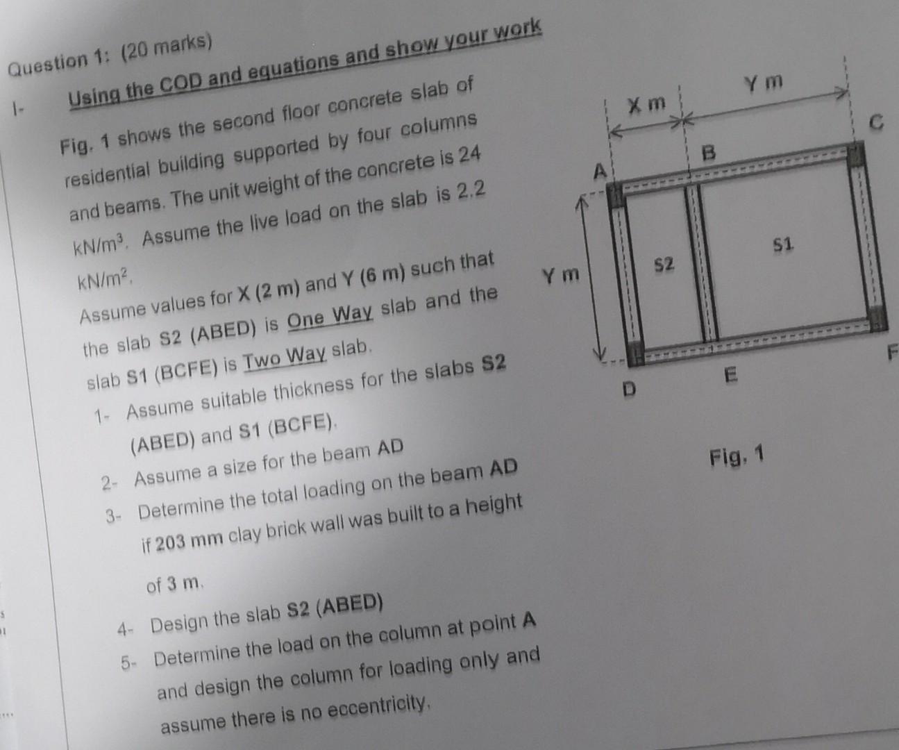 Solved Question 1: (20 marks) 1- Using the COD and equations | Chegg.com