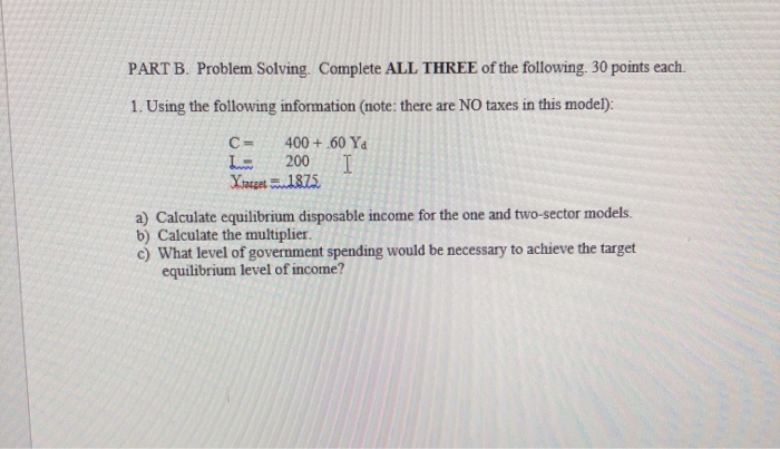 Solved PART B. Problem Solving. Complete ALL THREE of the | Chegg.com