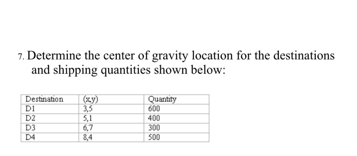 Solved 7. Determine the center of gravity location for the | Chegg.com