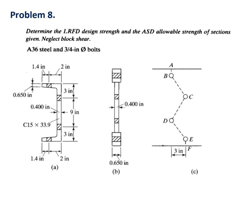 Solved roblem 6. Determine the LRFD design strength and the | Chegg.com