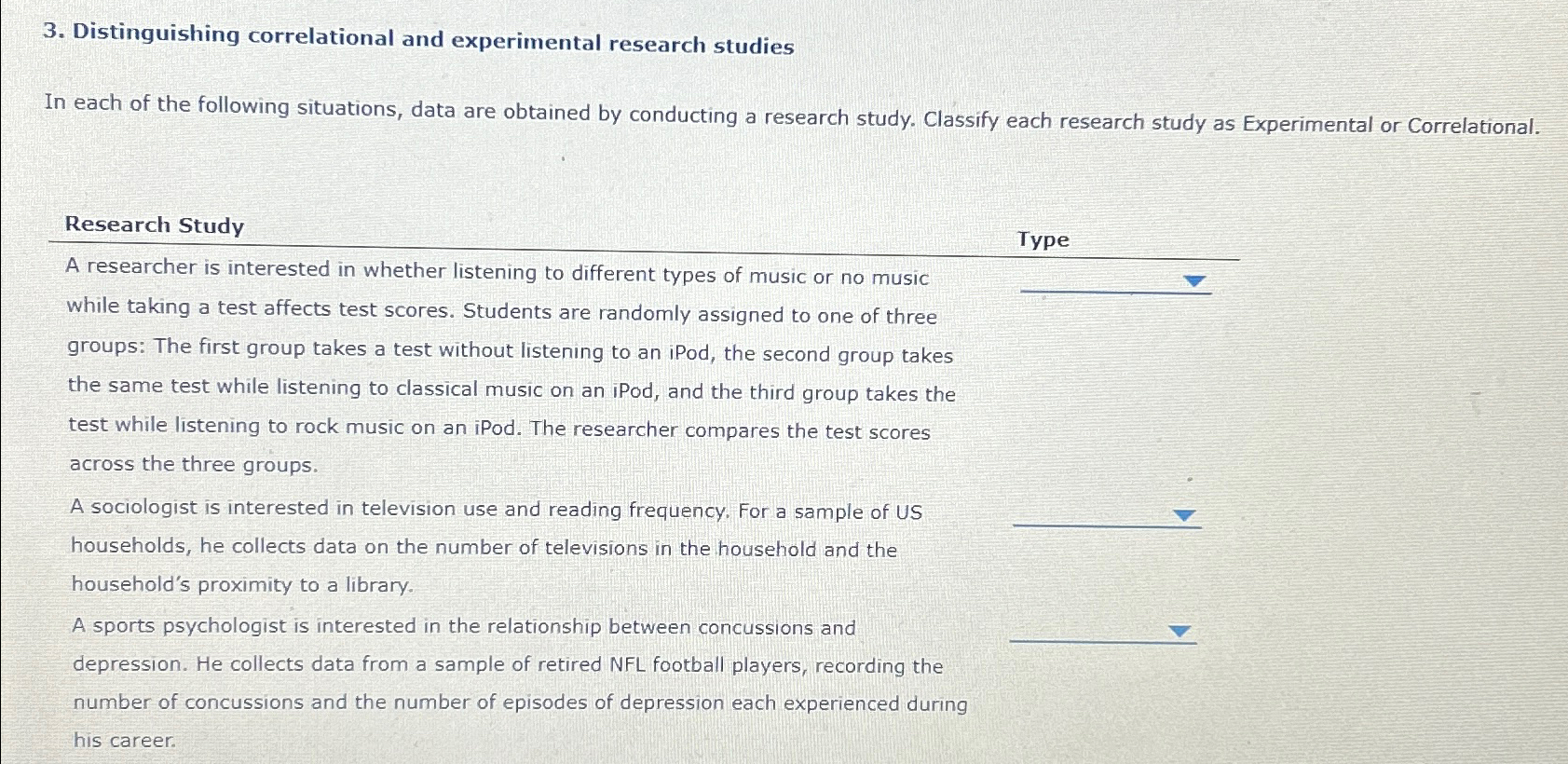 Solved Distinguishing correlational and experimental | Chegg.com