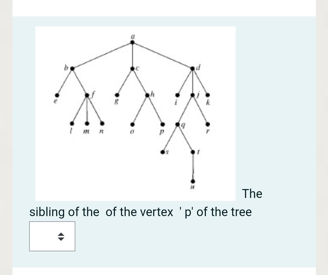 Solved The sibling of the of the vertex 'p' of the tree () | Chegg.com