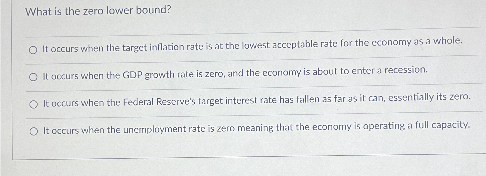 Solved What is the zero lower bound?It occurs when the | Chegg.com