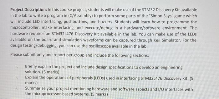 Solved Project Description: In this course project, students | Chegg.com