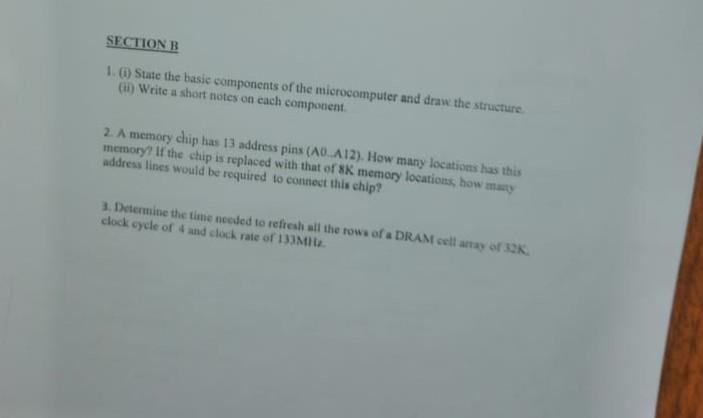 Solved 1. (i) State the basic components of the | Chegg.com