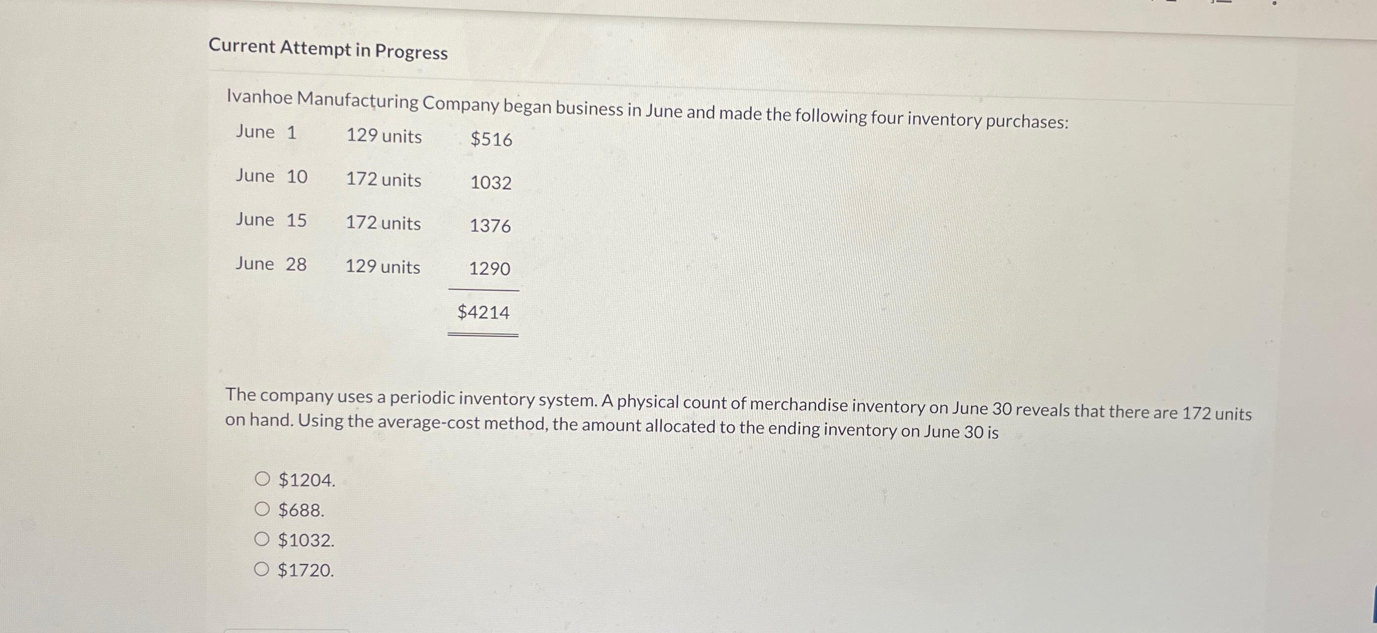 Solved Current Attempt in Progress\table[[Ivanhoe | Chegg.com