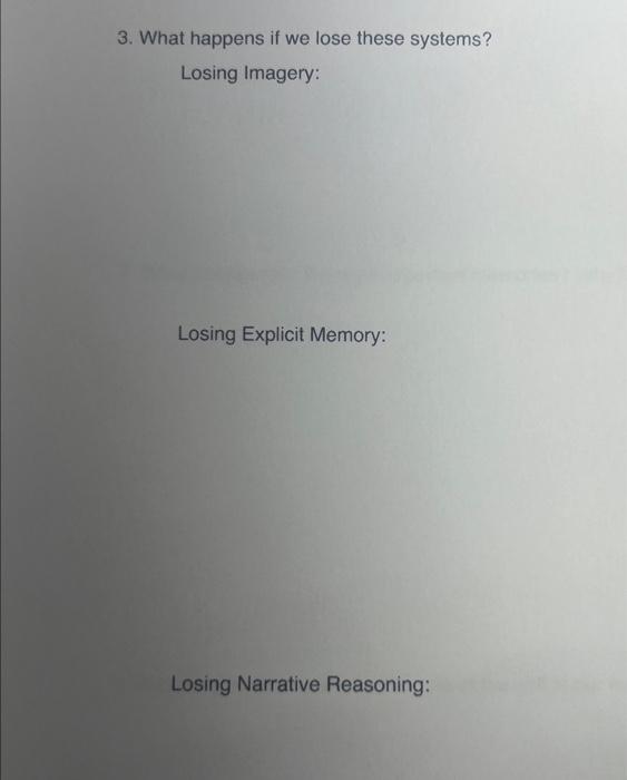 3. What happens if we lose these systems? Losing | Chegg.com