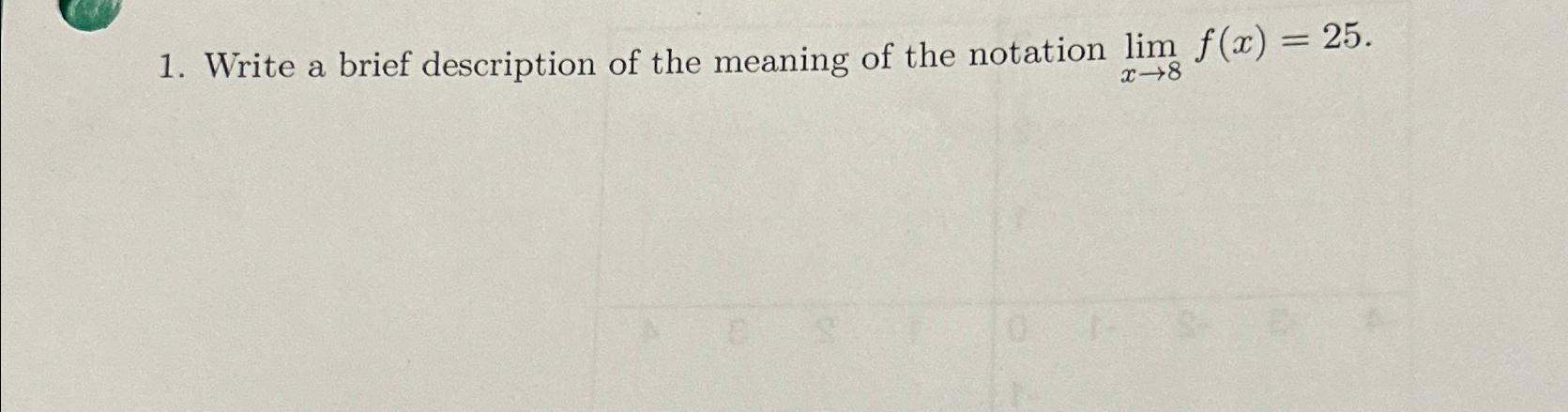 Solved Write a brief description of the meaning of the | Chegg.com