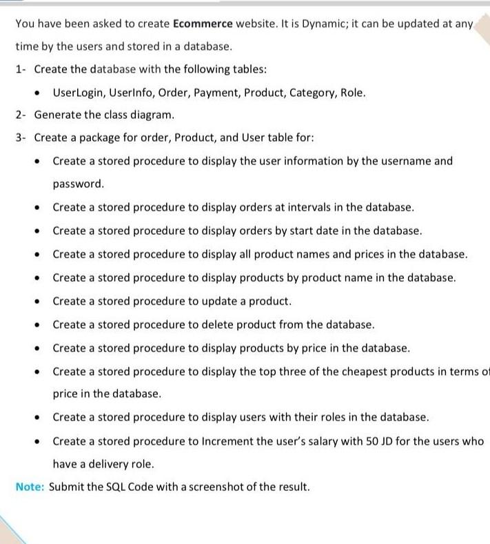 Solved You have been asked to create Ecommerce website. It | Chegg.com