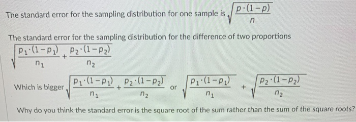 Solved p.(1-p) The standard error for the sampling | Chegg.com