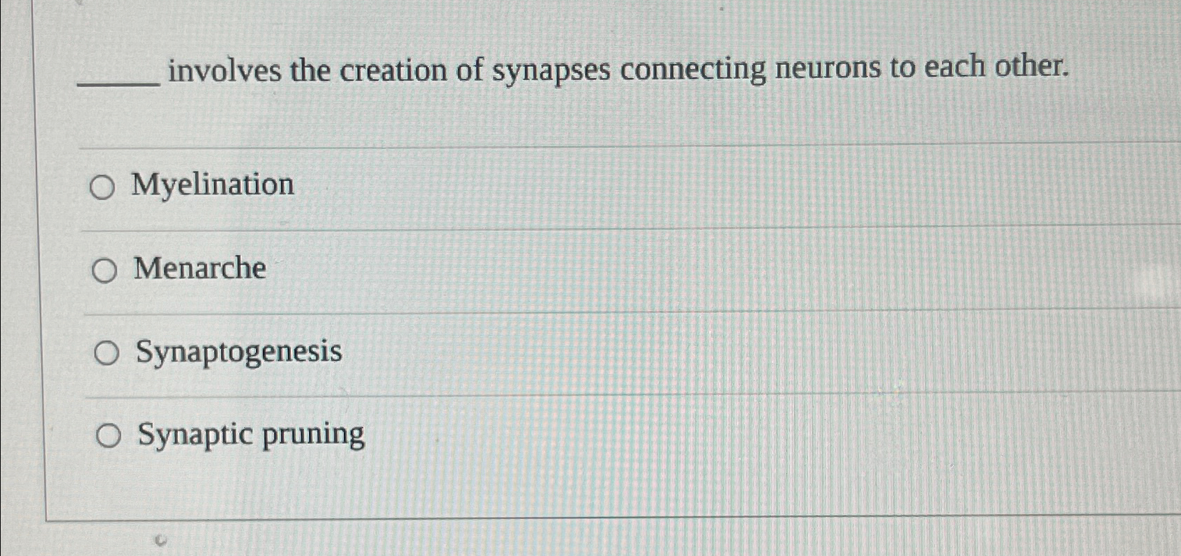 Solved involves the creation of synapses connecting neurons | Chegg.com