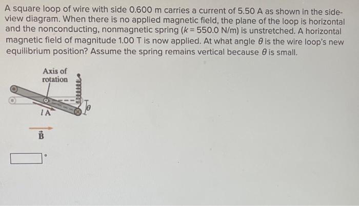 Solved A square loop of wire with side 0.600 m carries a | Chegg.com