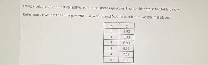 Solved Using a calculator or statistical software, find the | Chegg.com