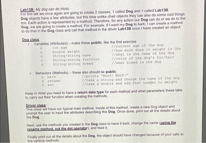 Solved intage O O Lab13B: My dog can do tricks For this lab | Chegg.com