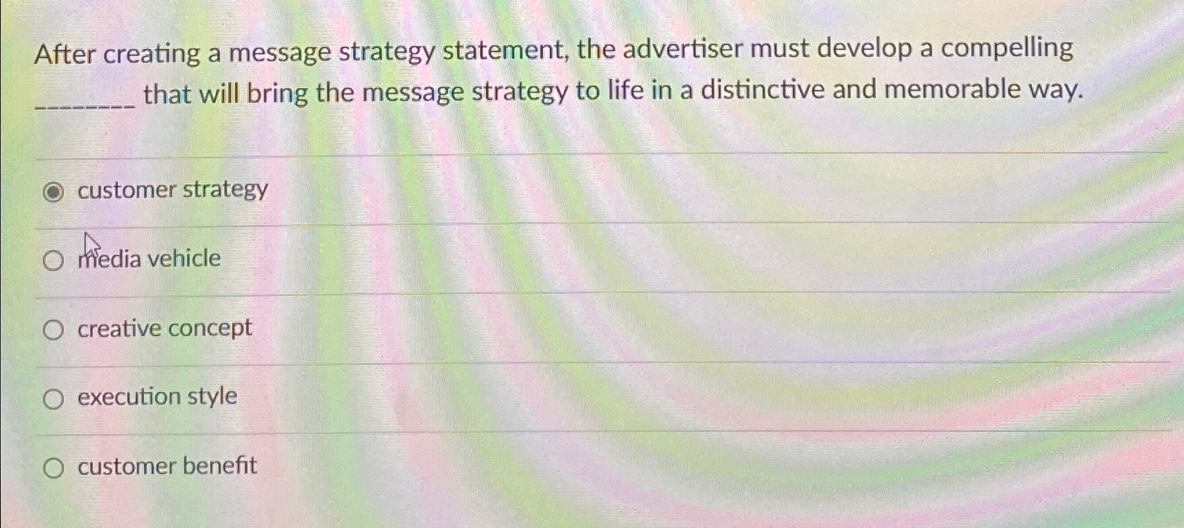 Solved After creating a message strategy statement, the | Chegg.com