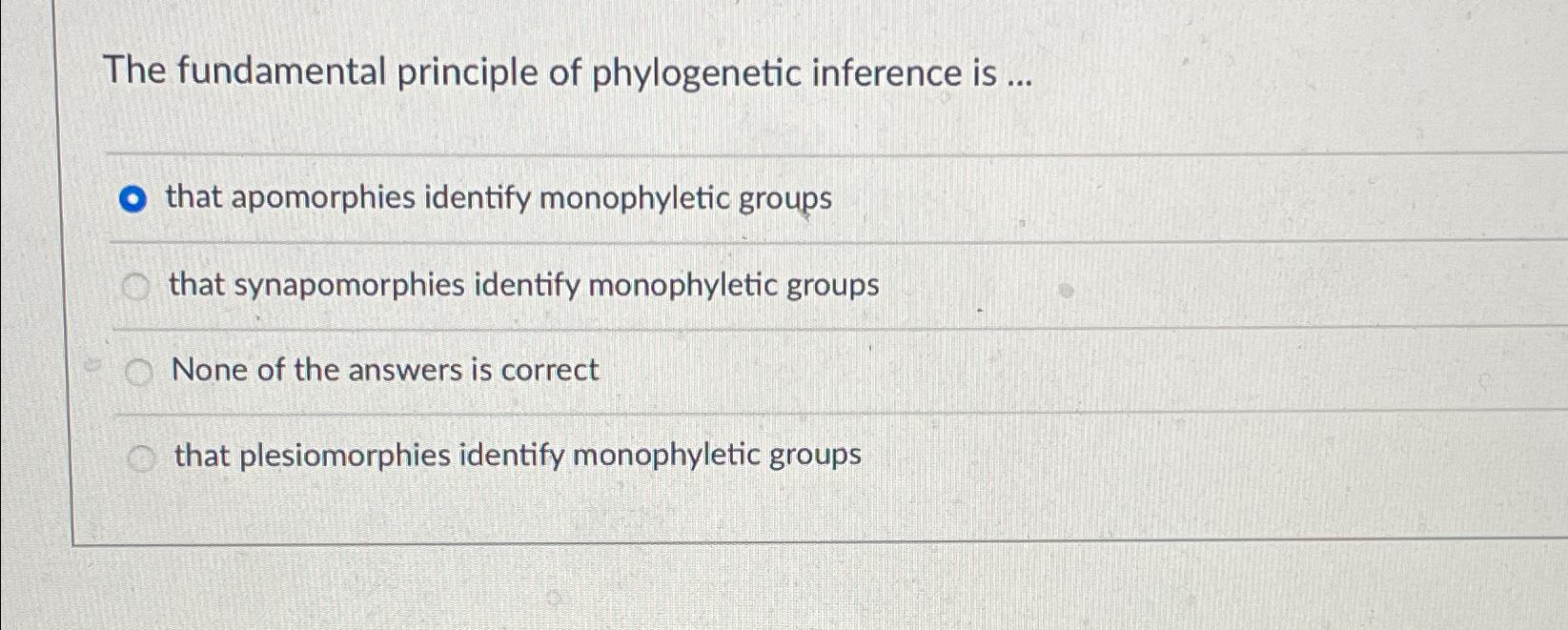 Solved The fundamental principle of phylogenetic inference | Chegg.com