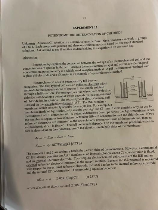 3 Experiment 12 Potentiometric Determination Of