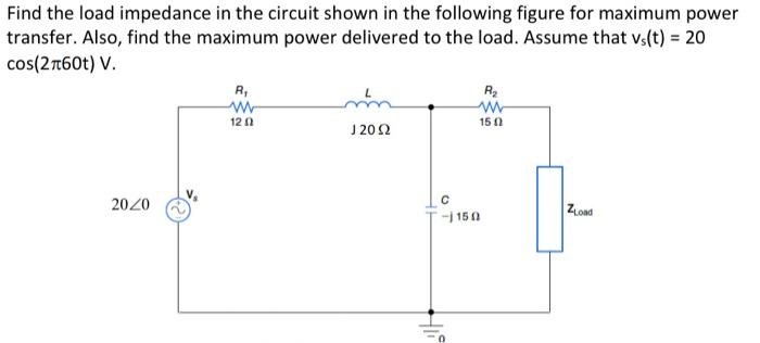 [Solved]: Find the load impedance in the circuit shown in t