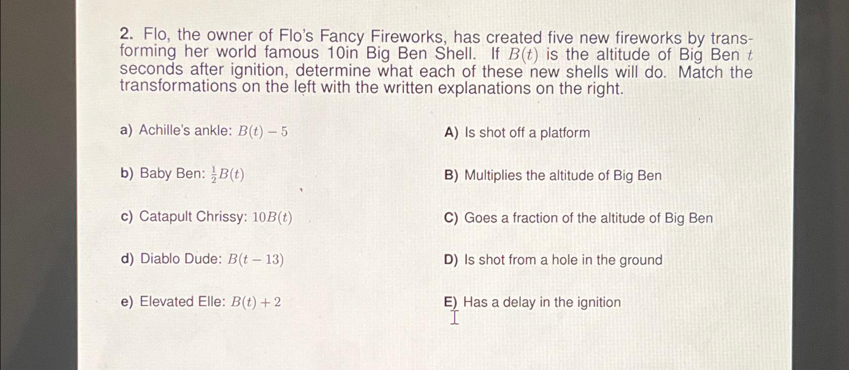 Solved Flo, the owner of Flo's Fancy Fireworks, has created | Chegg.com