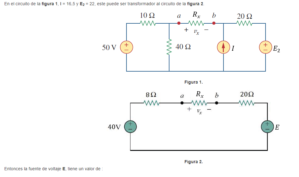 Solved En el circuito de la figura 1,I=16,5 ﻿y E2=22, ﻿este | Chegg.com
