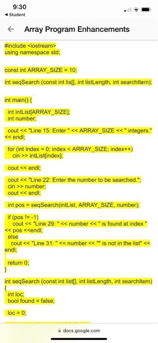 Solved 4 Student Array Program Enhancements \#include using | Chegg.com